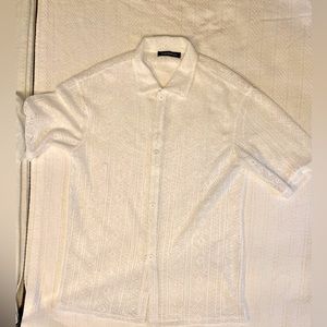 Shirts | White Mesh Net Yarn Shirt | Poshmark